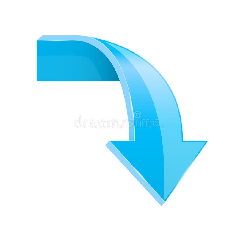 Blue down 3d arrow stock vector. Illustration of perspective - 177185714