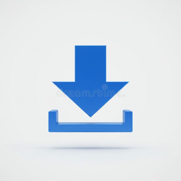 Blue Download Icon with a Large Downward Arrow Pointing into a ...