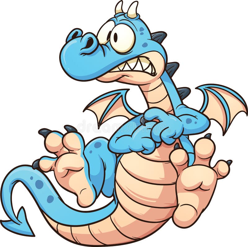 Blue Dragon Cartoon Illustration Stock Vector - Illustration of forked ...