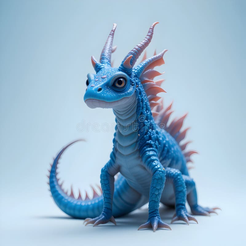 Blue Dragon Creature Sitting Looking Camera Stock Photos - Free ...