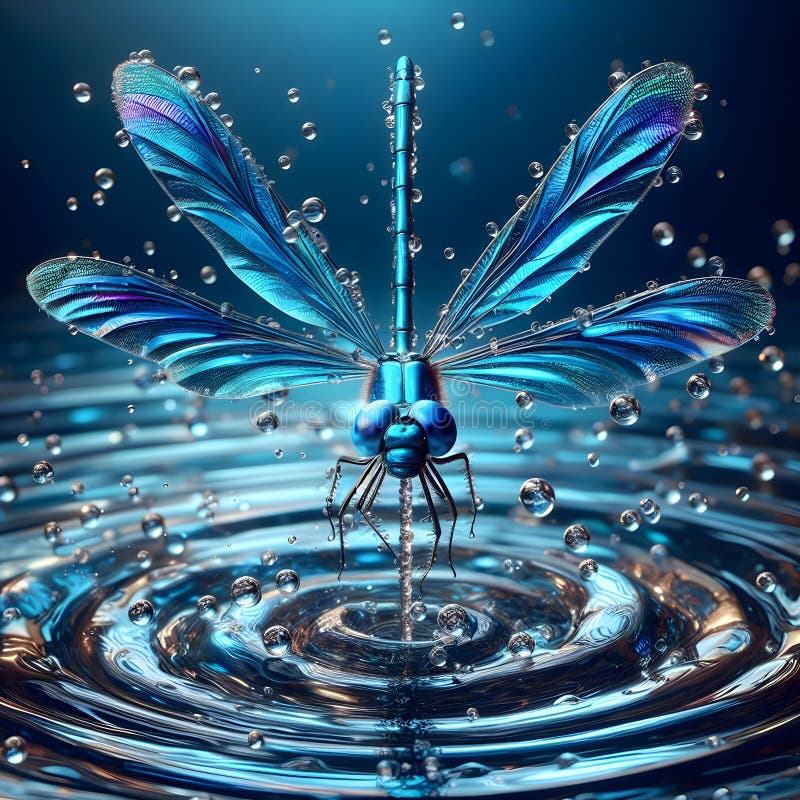 Blue dragon fly stock image. Image of nice, drop, water - 299538011