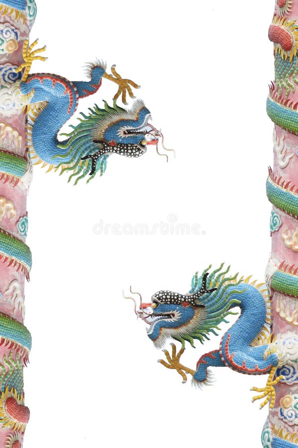 Blue Dragon Pole Frame Isolated On White Picture. Image: 19251412