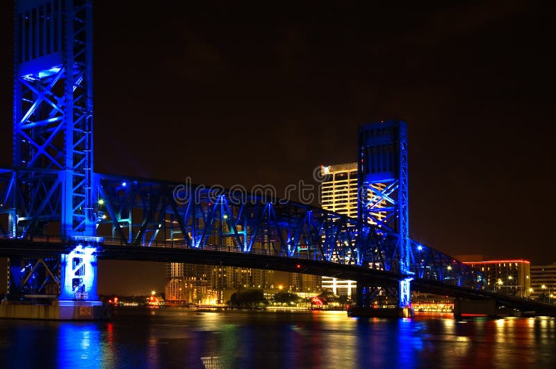 Bridge at Night stock image. Image of urban, blue, lower - 2261199