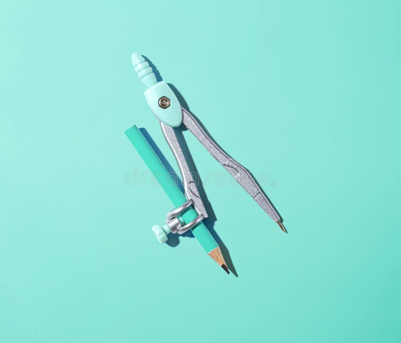 Blue drawing compass stock image. Image of geometry - 213769007