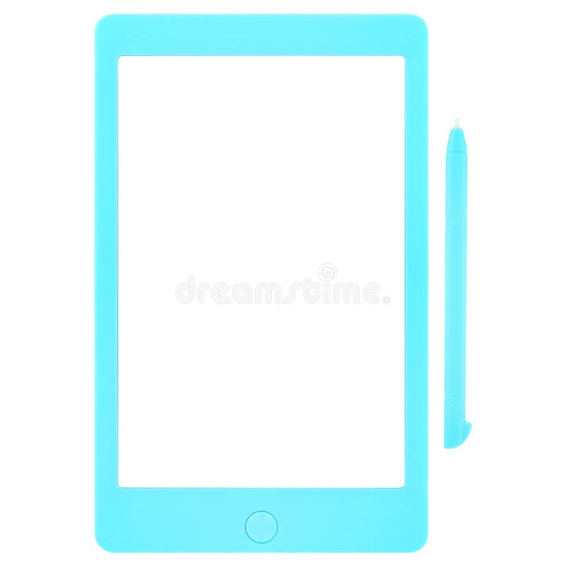 Blue Drawing Tablet and Stylus Isolated on a White Background. a Tablet ...