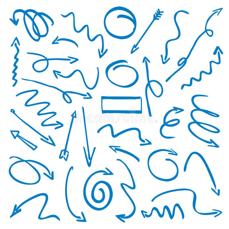 Blue Drawn Arrows. Vector Illustration. Stock Vector - Illustration of ...