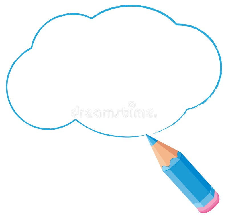 Blue Dreaming Bubble Drawn with a Colored Pencil. Stock Vector ...