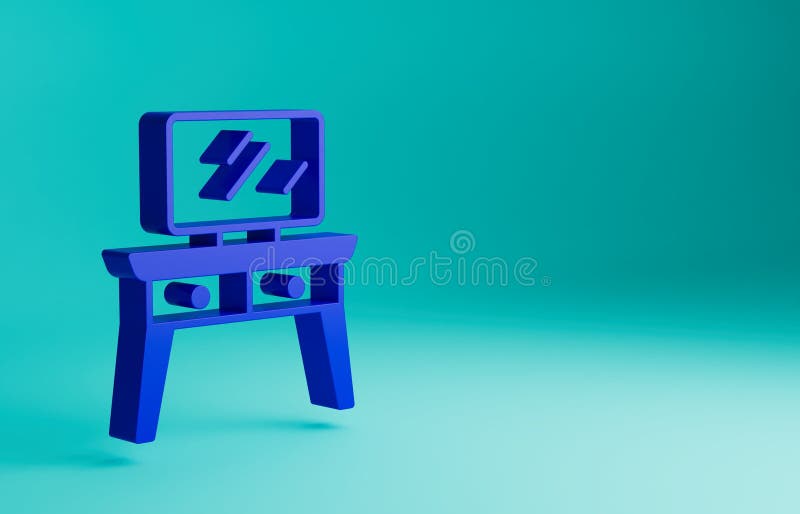 Blue Dressing Table Icon Isolated on Blue Background. Minimalism ...