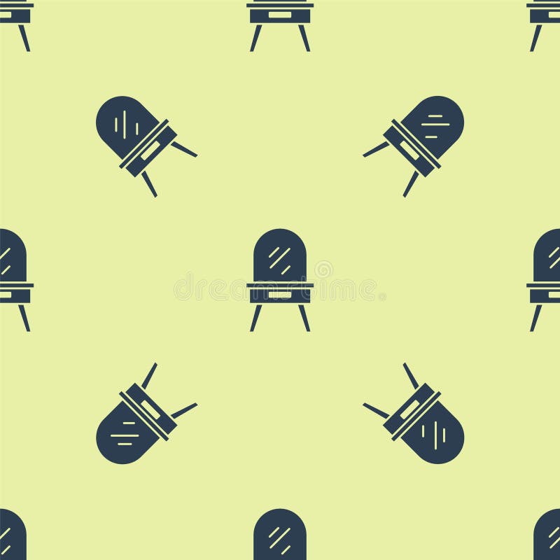 Blue Dressing Table Icon Isolated Seamless Pattern on Yellow Background ...