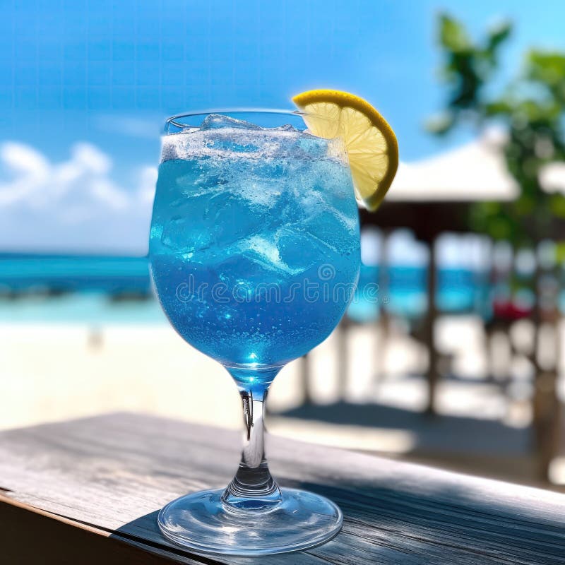 Blue Drink Background of Bergue. Generative AI Stock Photo - Image of ...