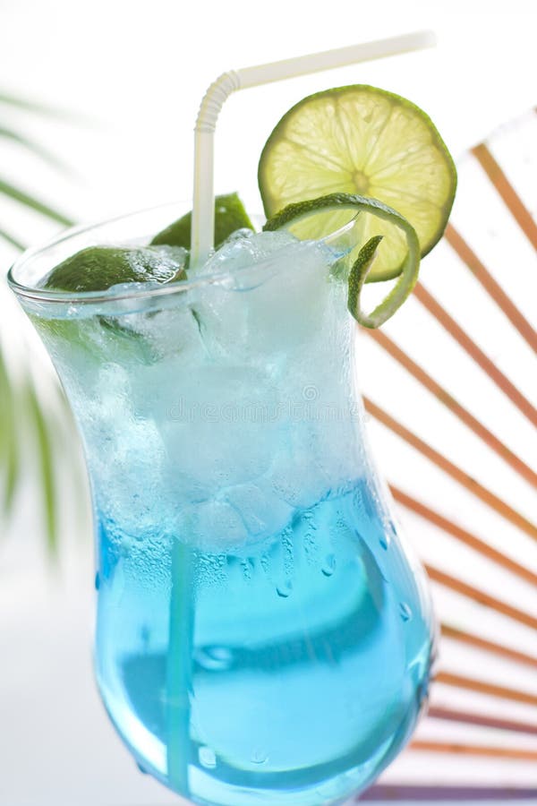 Blue Drink Cocktail with Ice Stock Photo - Image of drop, curacao: 31160260