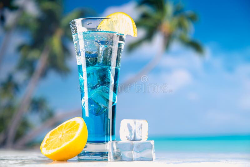 Blue Drink, Cold, Fresh and Tasty Stock Photo - Image of cocktail ...