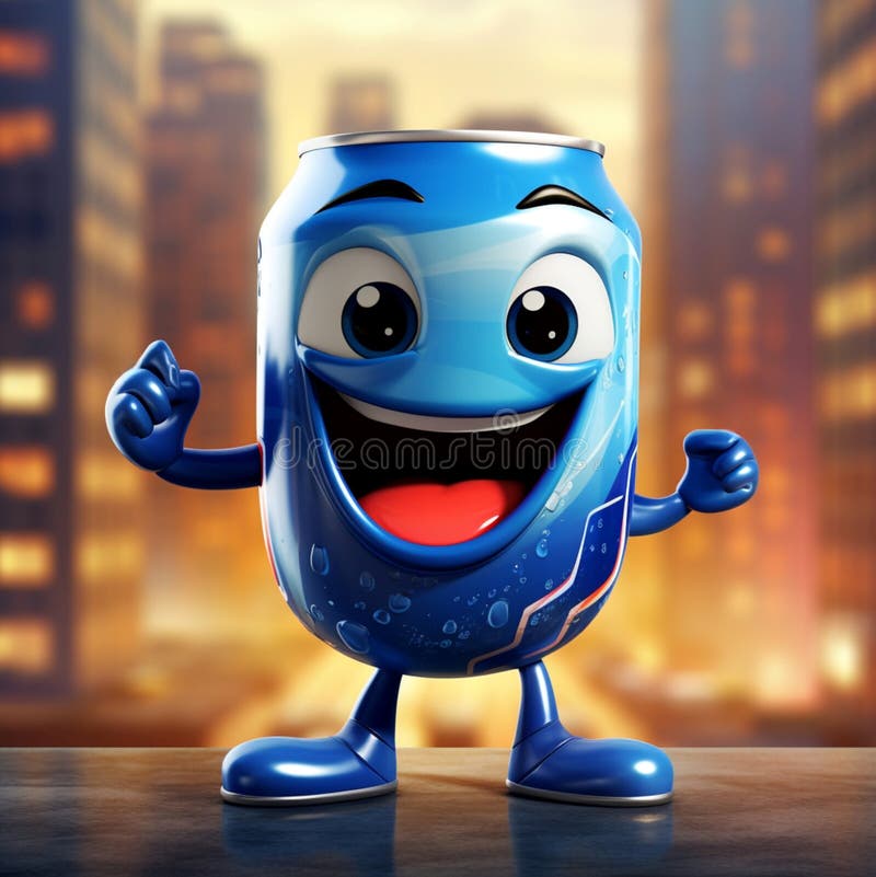 Blue Drink - Happy Can in the City Stock Illustration - Illustration of ...