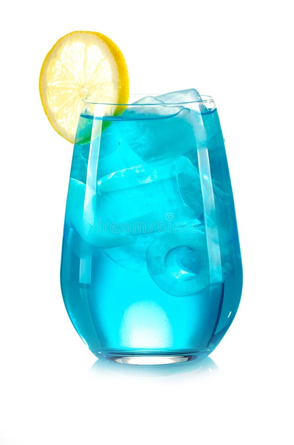 Blue drink with ice cubes stock image. Image of liquid - 185020285