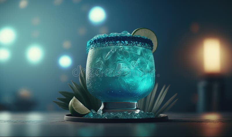 A Blue Drink with a Lime Slice on the Rim and a Lime Slice on the Rim ...