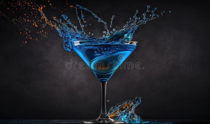 A Blue Drink with a Splash of Water on the Rim Stock Illustration ...