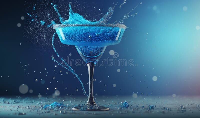 A Blue Drink with a Splash of Water on the Rim Stock Illustration ...