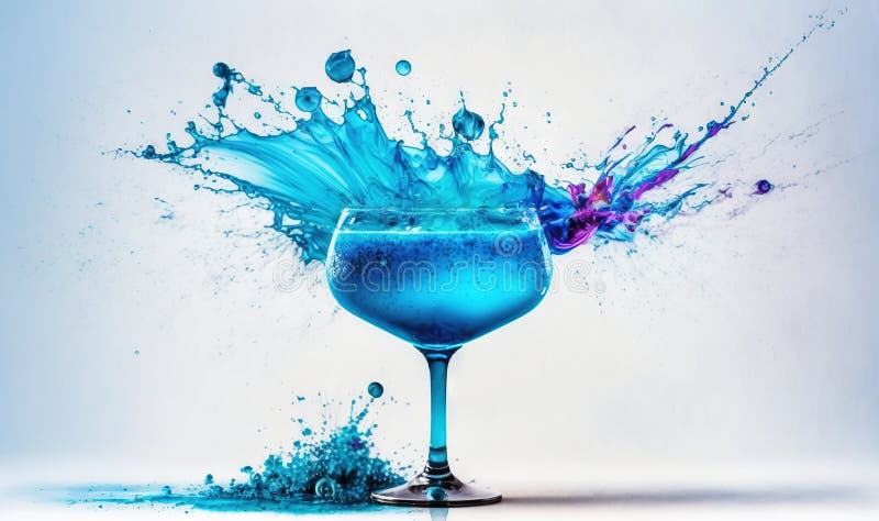 A Blue Drink with a Splash of Water on the Rim Stock Illustration ...