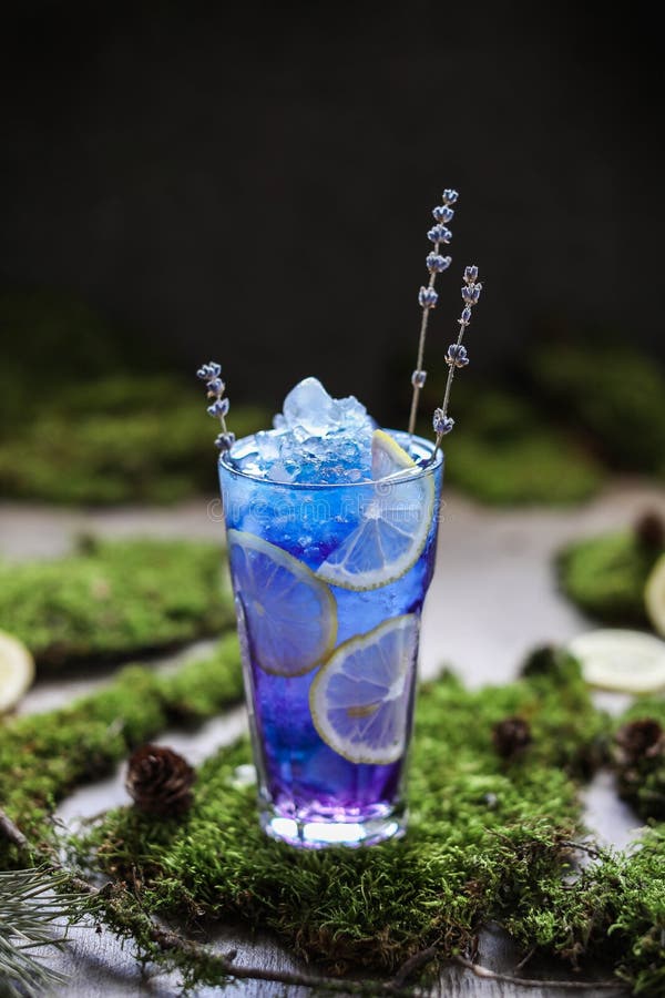 Blue Matcha Lemonade with Lemons. Stock Image - Image of exotic ...