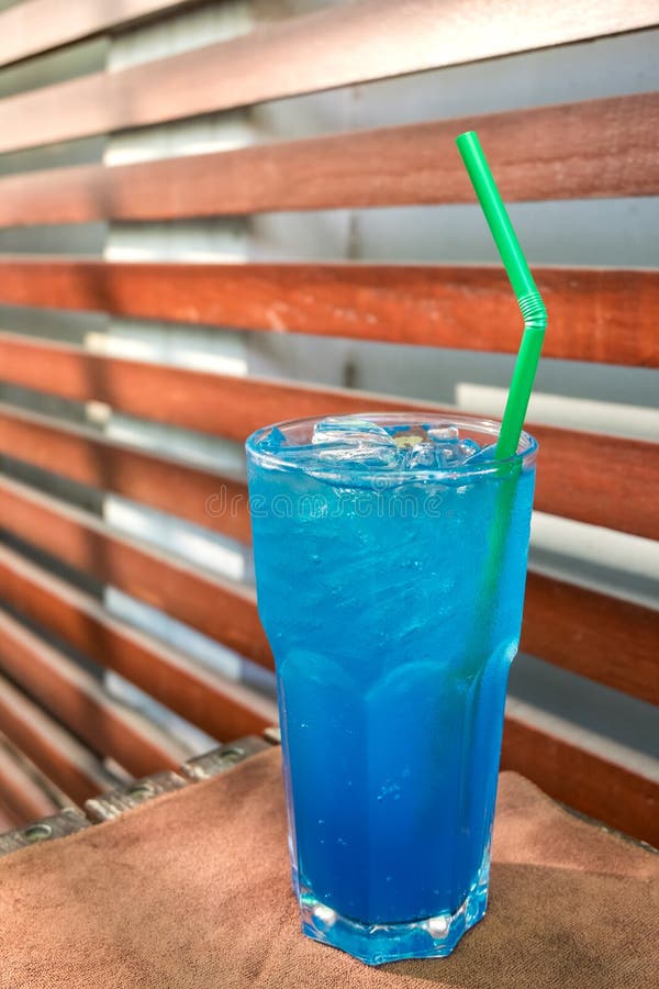 Blue Drinks and Beverages Refreshing Stock Photo - Image of wood, glass ...