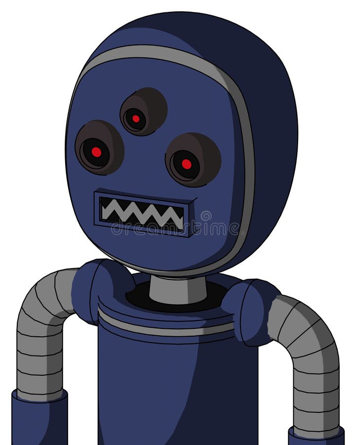 Blue Droid with Bubble Head and Square Mouth and Three-Eyed Stock ...