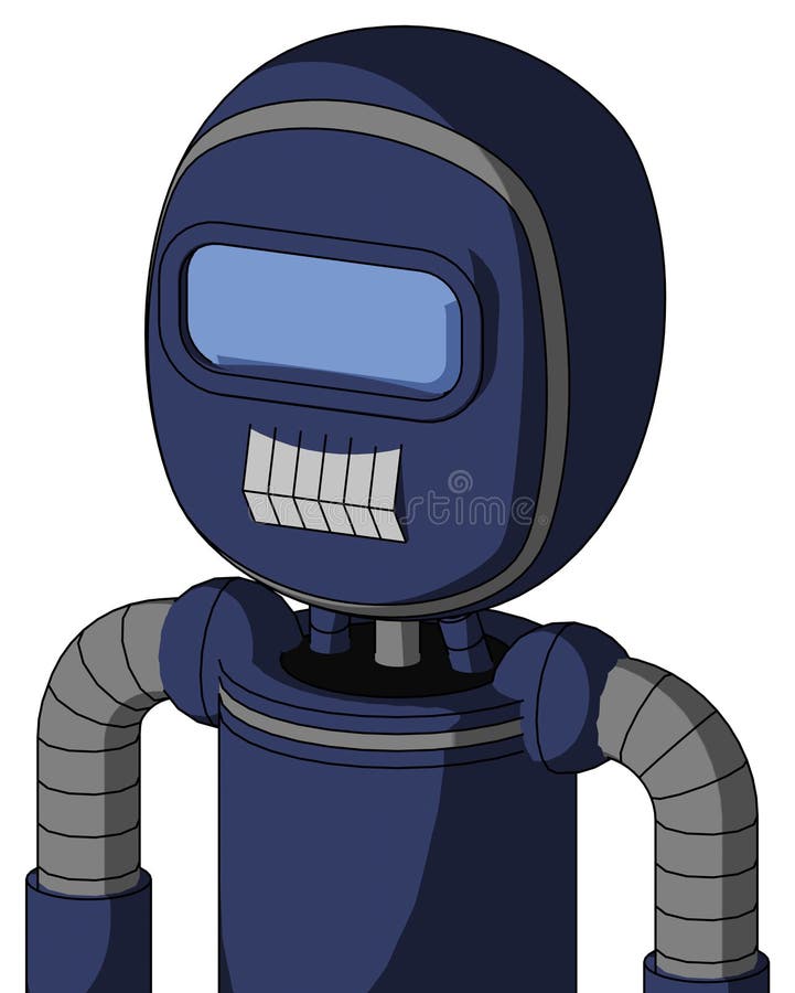 Blue Droid with Multi-Toroid Head and Vent Mouth and Black Glowing Red ...