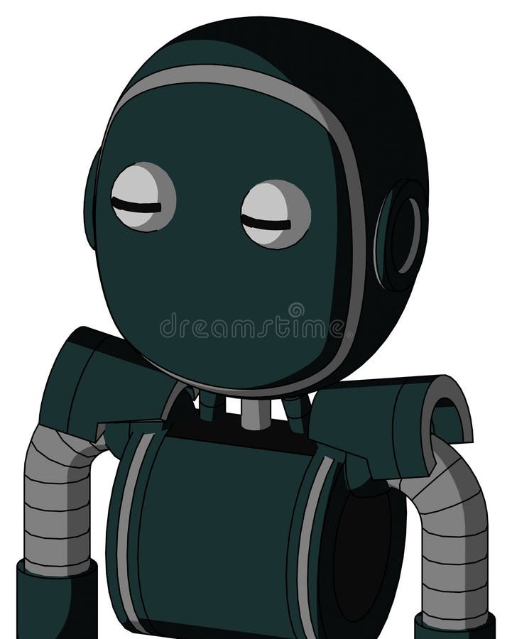 Blue Droid with Multi-Toroid Head and Vent Mouth and Black Glowing Red ...