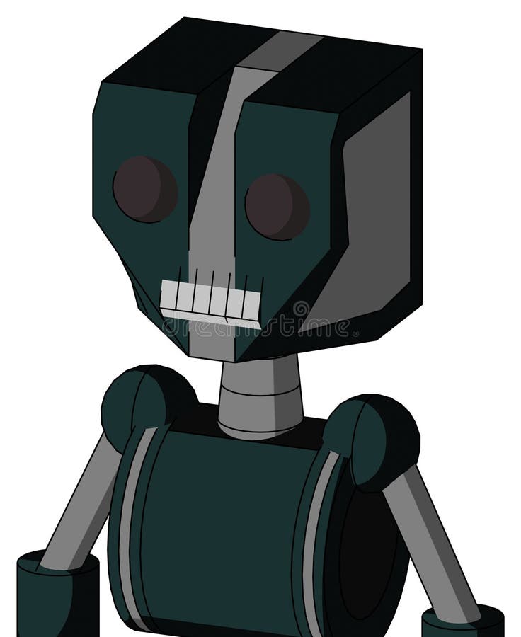 Blue Droid with Mechanical Head and Teeth Mouth and Two Eyes Stock ...