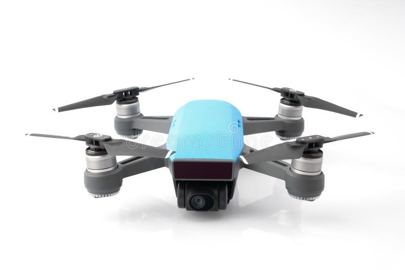 Blue Drone Flying in the City Stock Image - Image of outdoor, aerial ...
