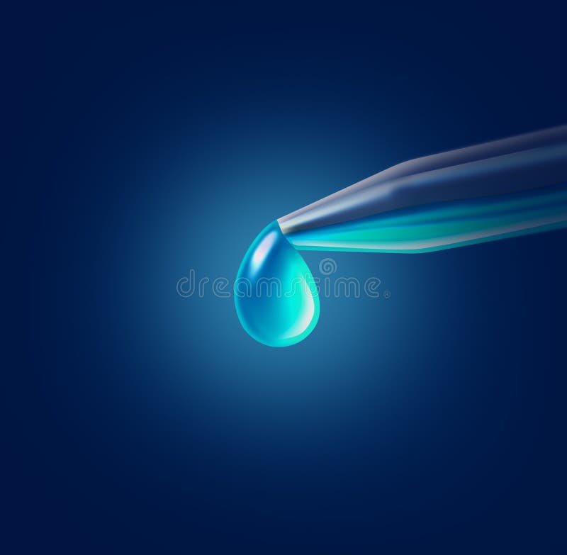 Blue drop in a dropper stock illustration. Illustration of test - 18547138