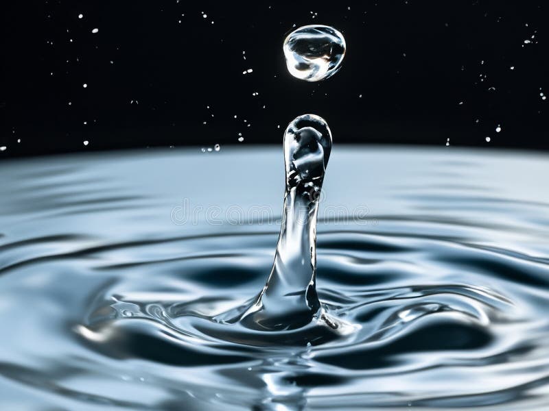 Blue drop falling in water stock illustration. Illustration of nature ...