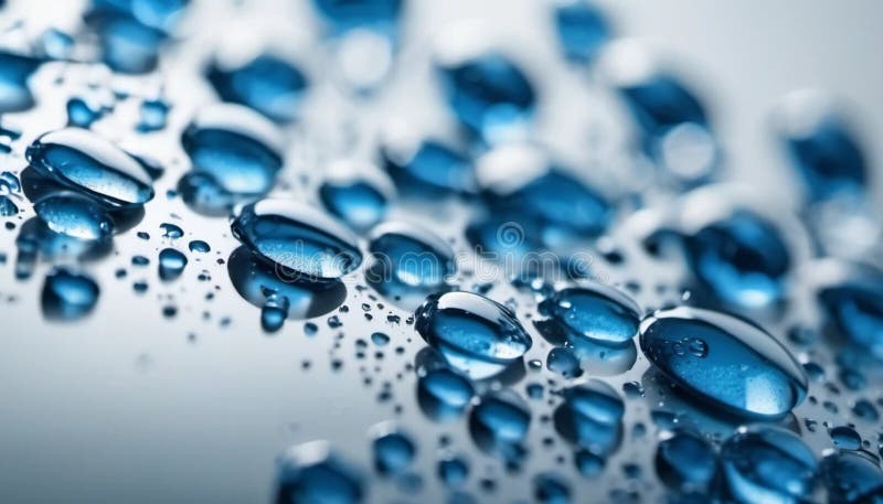 Blue Droplets on a Grey Surface As a Background. Stock Illustration ...
