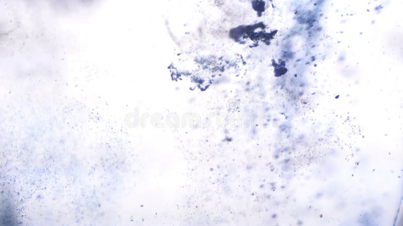 Blue Dry Inks Falling in Clear Water and Coloring it, Side View. Paint ...