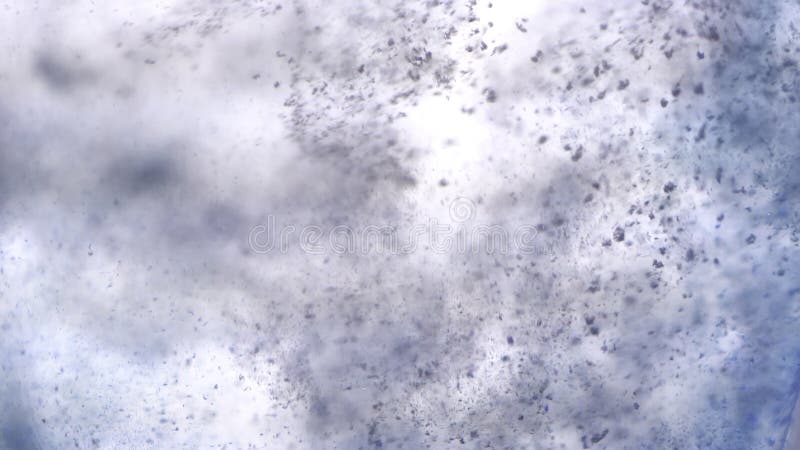 Blue Dry Inks Falling in Clear Water and Coloring it, Side View. Paint ...