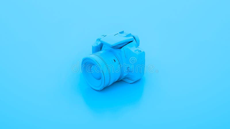 Blue DSLR Camera. 3D Illustration Stock Illustration - Illustration of ...