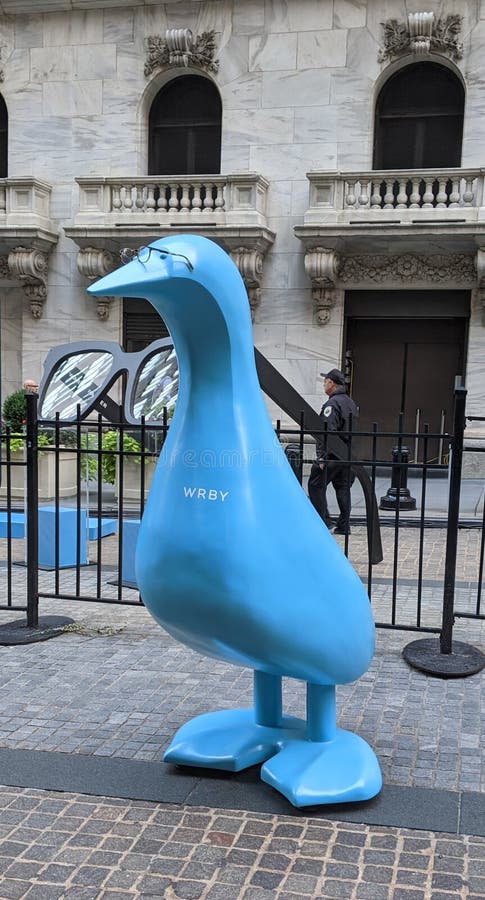 Blue Duck on Sidewalk Sculpture Editorial Image - Image of street ...