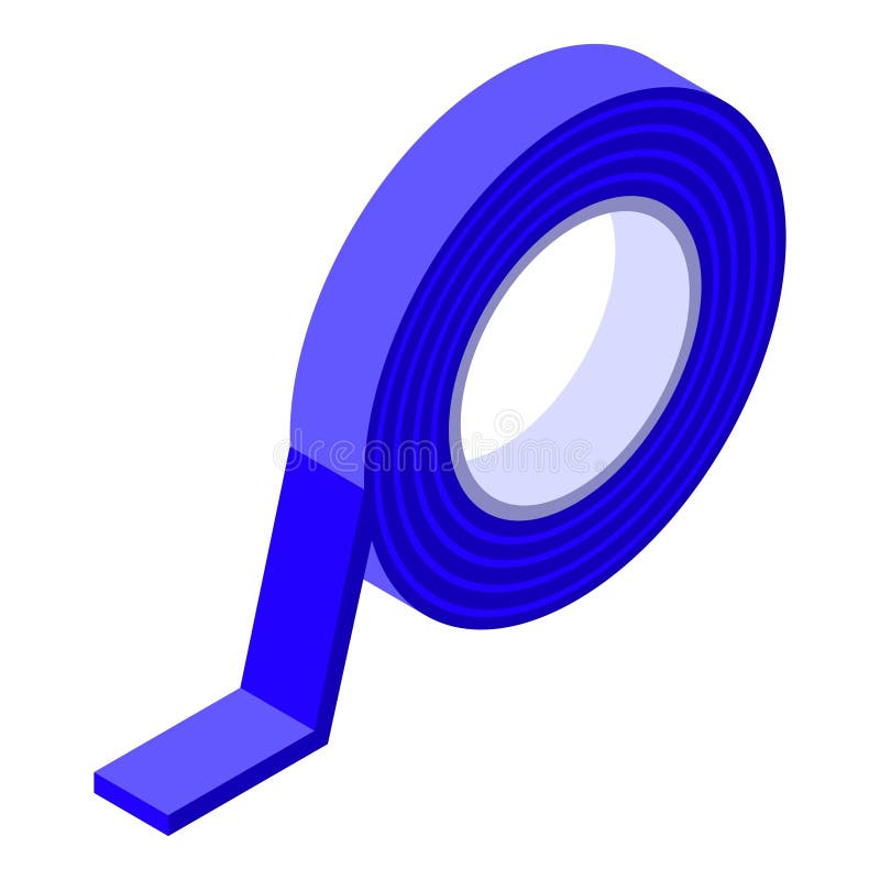 Blue Duct Tape Roll Isometric View Sticking Out Stock Vector ...