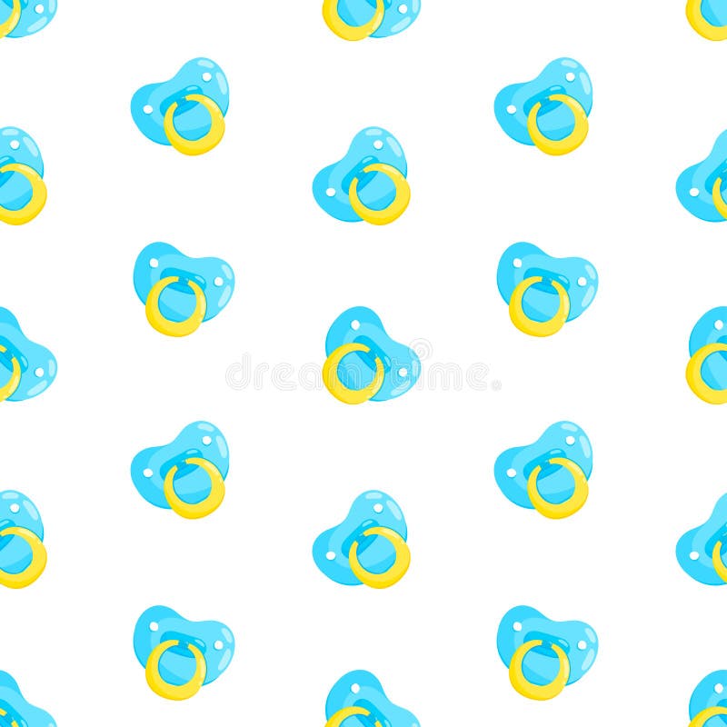 Blue Dummies Vector Seamless Pattern. Front View Pacifiers Stock ...