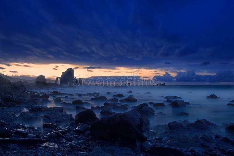 Blue Dusk at Basque Country Stock Photo - Image of dusk, rocks: 3973942