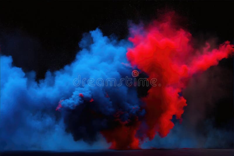 Blue and Red Dust Cloud Colliding Stock Illustration - Illustration of ...