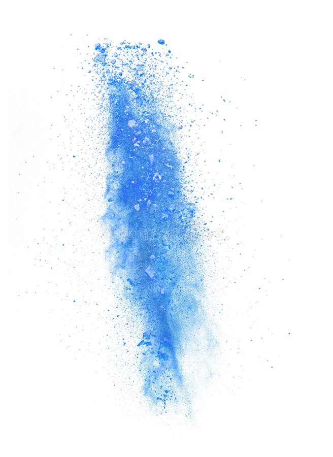 Blue Dust Explosion Isolated on White Background Stock Image - Image of ...