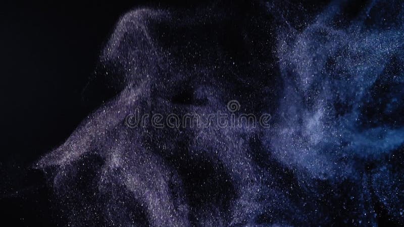 Blue Dust Floating in Air Like Particles, Smoke Rising with Dust, Black ...