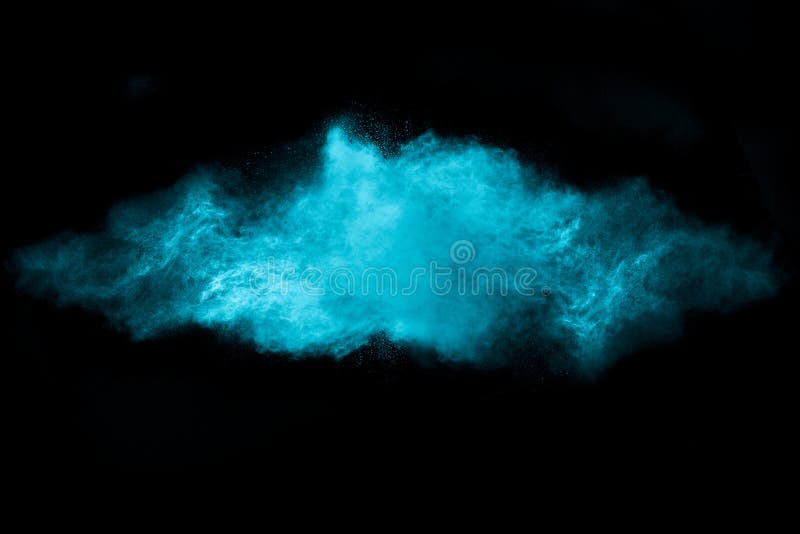 Blue Dust Particle Explosion Isolated on Black Stock Photo - Image of ...