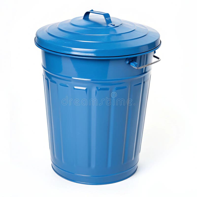 Blue Dustbin Isolated on White Background Stock Illustration ...