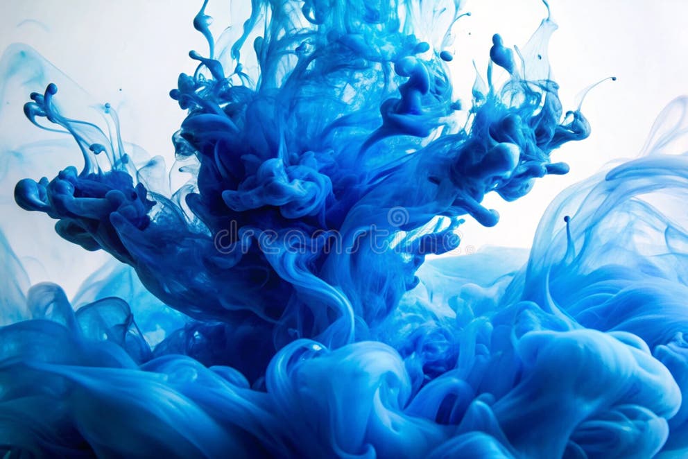 Blue Dye in Water. Blue Liquid in Water Making Abstract Forms Stock ...