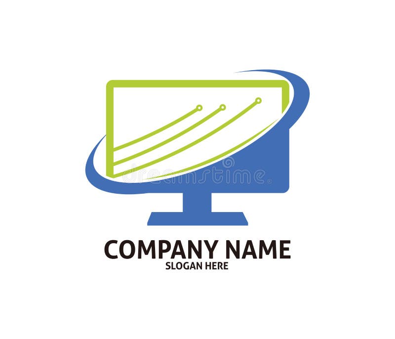 Blue Dynamic Computer Service Technology Vector Logo Design Stock ...
