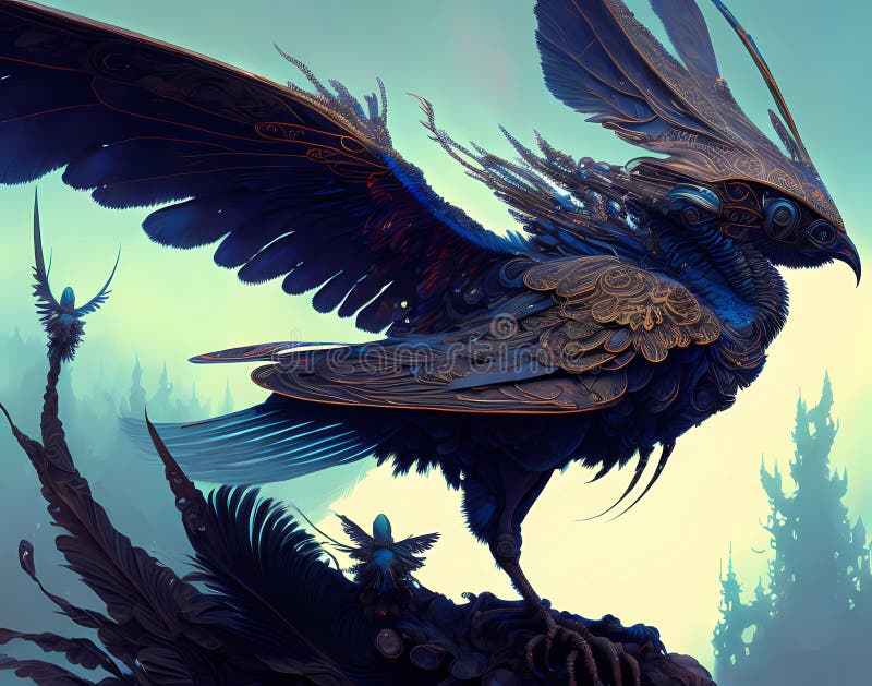 Blue Eagle Monster - AI Generated Artwork Stock Illustration ...