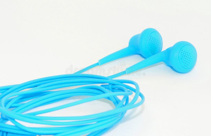 Blue Earphones stock image. Image of earphones, listening - 15918103