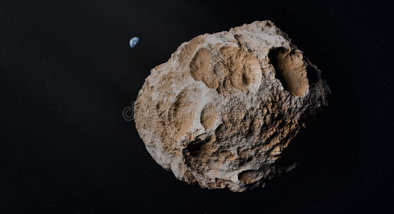 Blue Earth and Asteroids in the Space. Stock Illustration ...