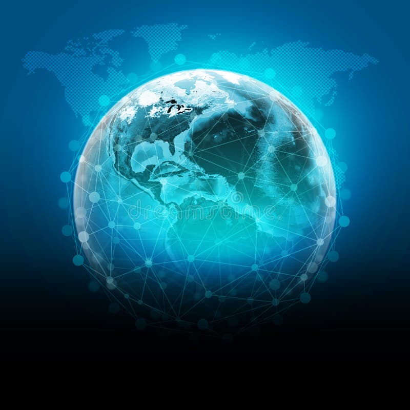 Earth, Continents, Light Beams, Digits and Word Stock Image - Image of ...